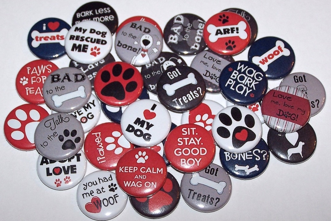 Dog Lover Pins (10 Pack), 1" or 1.5" or 2.25" Pin Back Buttons or ...