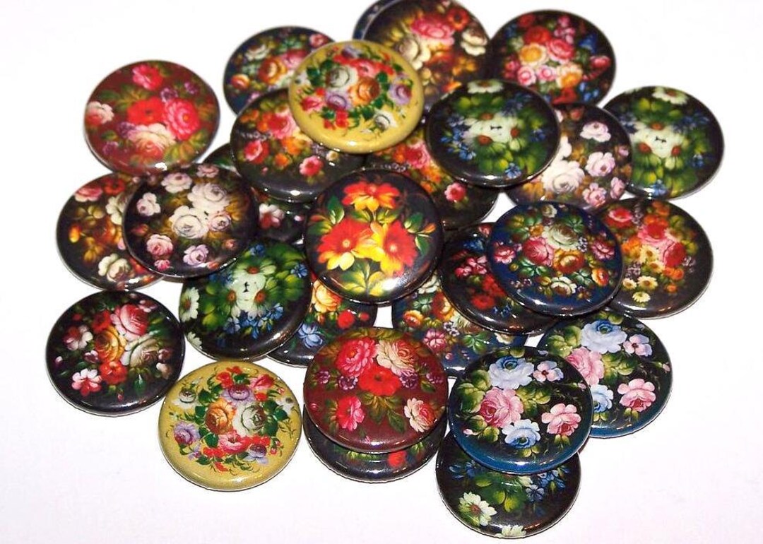 Flowers Floral Bouquet Set of 10 Buttons 1 Inch Pinback Buttons 1" Pins ...