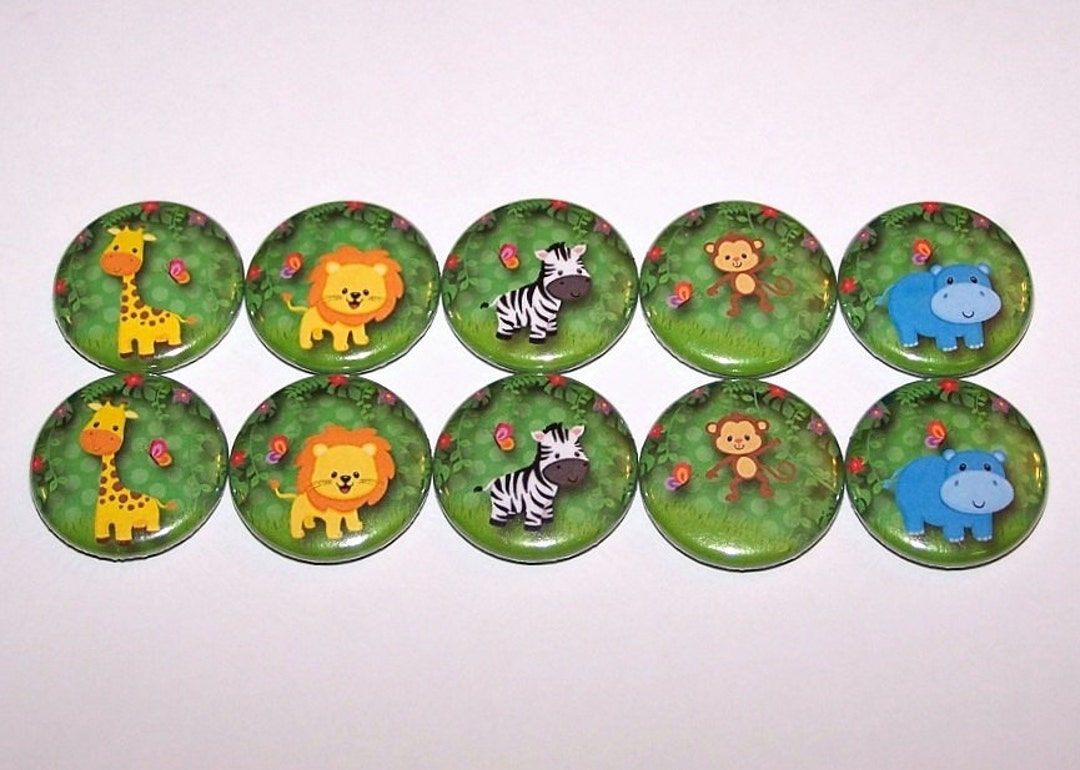 Cute Wild Animals Pins (10 Pack) Party Favor Buttons, 1" or 1.5" or 2. ...