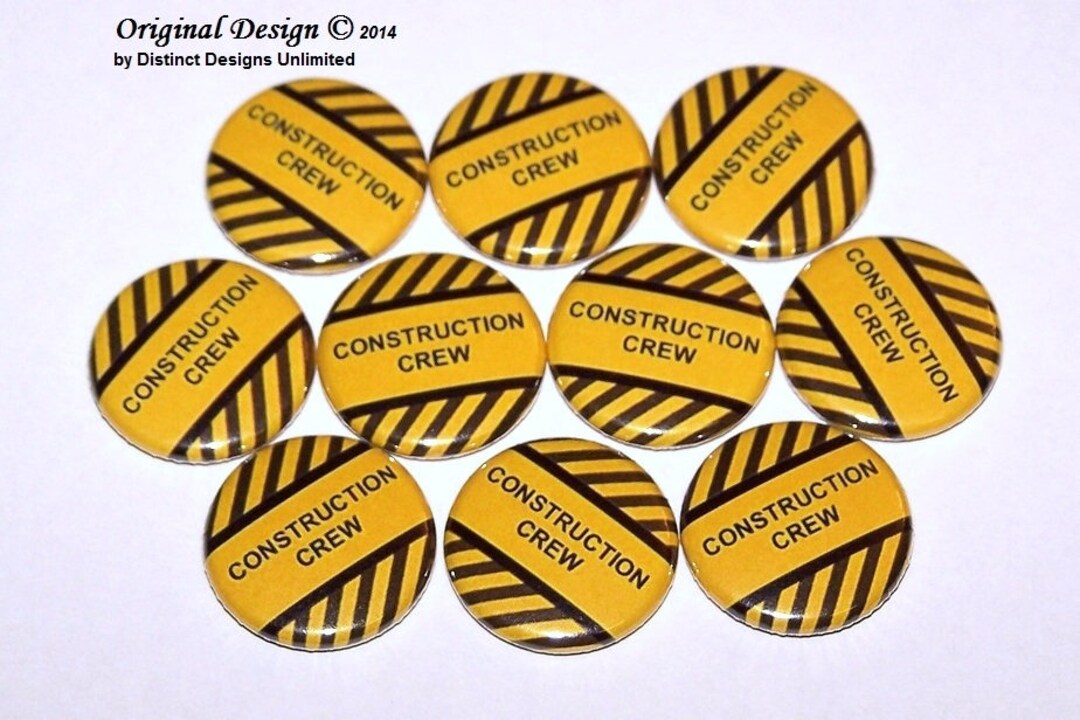 Construction Party Crew Pins (10 Pack) Construction Crew Party Favors ...
