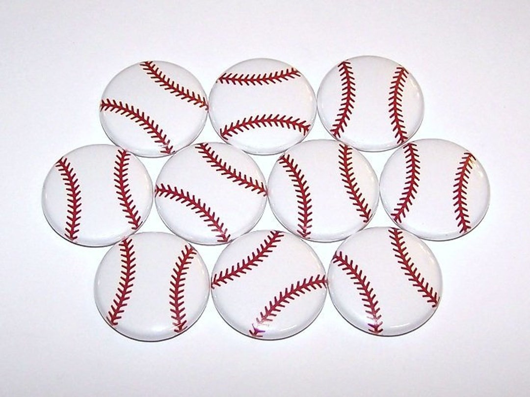 Baseball Balls Pins (10 Pack), Baseball Party Favors, 1" or 1.5" or 2. ...