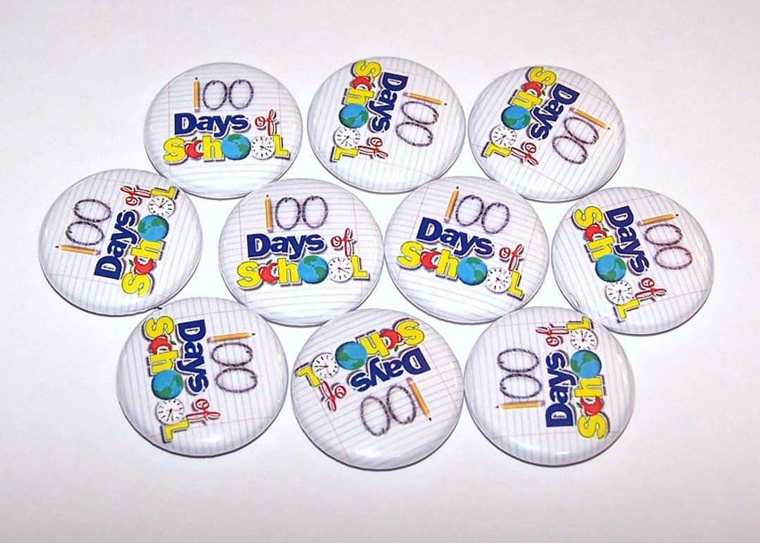 100 Days of School Pins (10 Pack), 100th Day Celebration, Pencil Theme ...