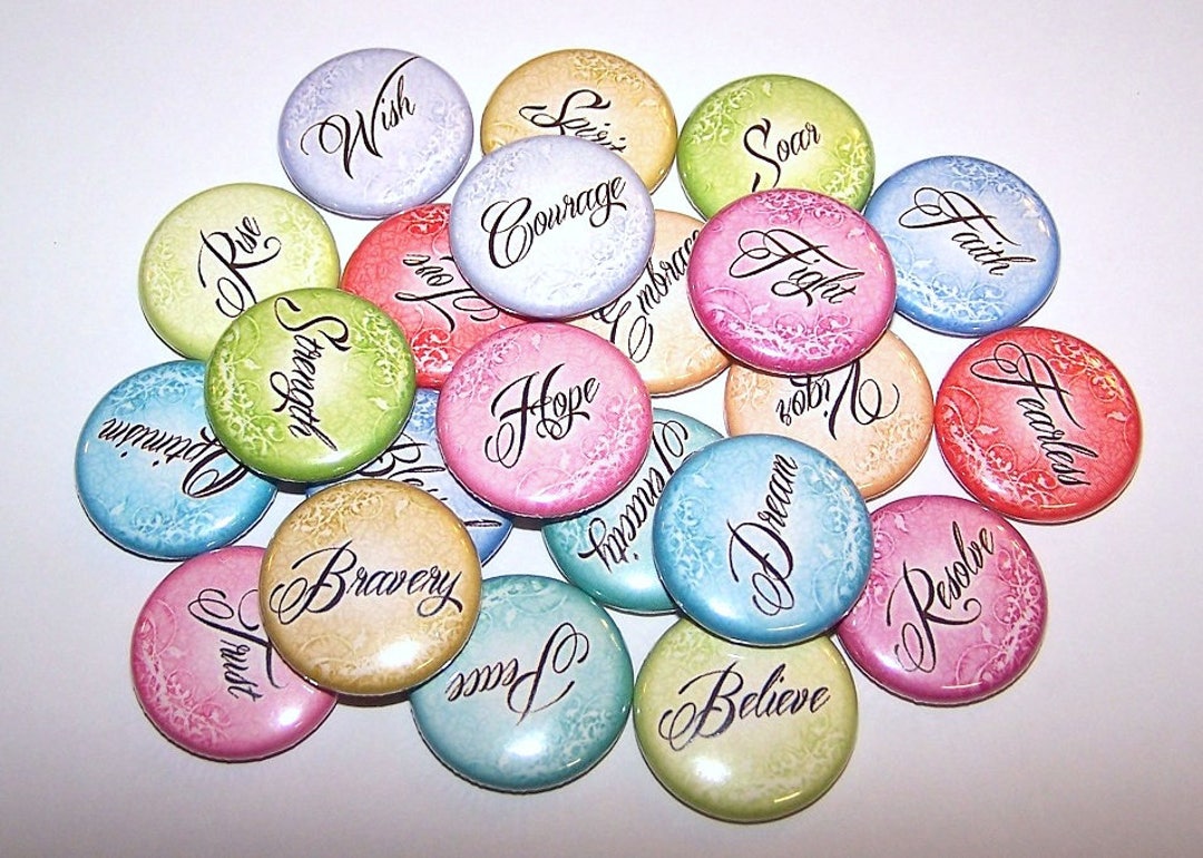 Words of Encouragement Pins (10 Pack), Inspirational Words Party Favors ...
