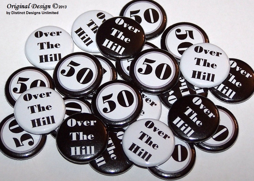 Over the Hill Party Pins (24 Pack), 50th Birthday Party Favors, 1" or 1 ...