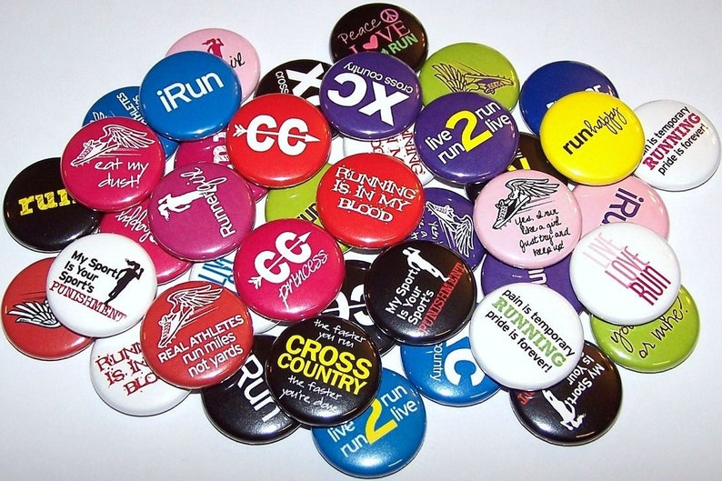 Cross Country Runner Pins (10 Pack), 1" or 1.5" or 2.25" Pin Back ...