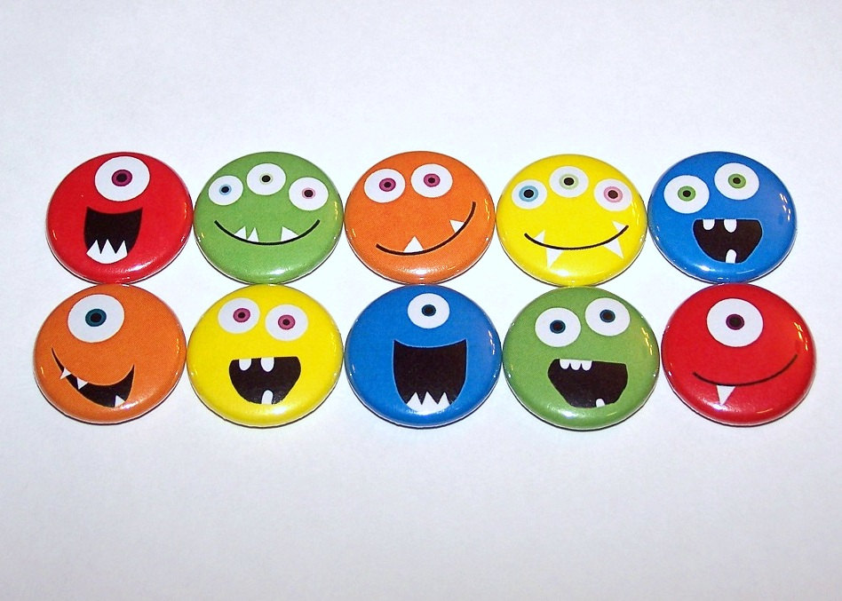 Silly Monster Faces Pins 10 Pack Monster Party Favors - Etsy