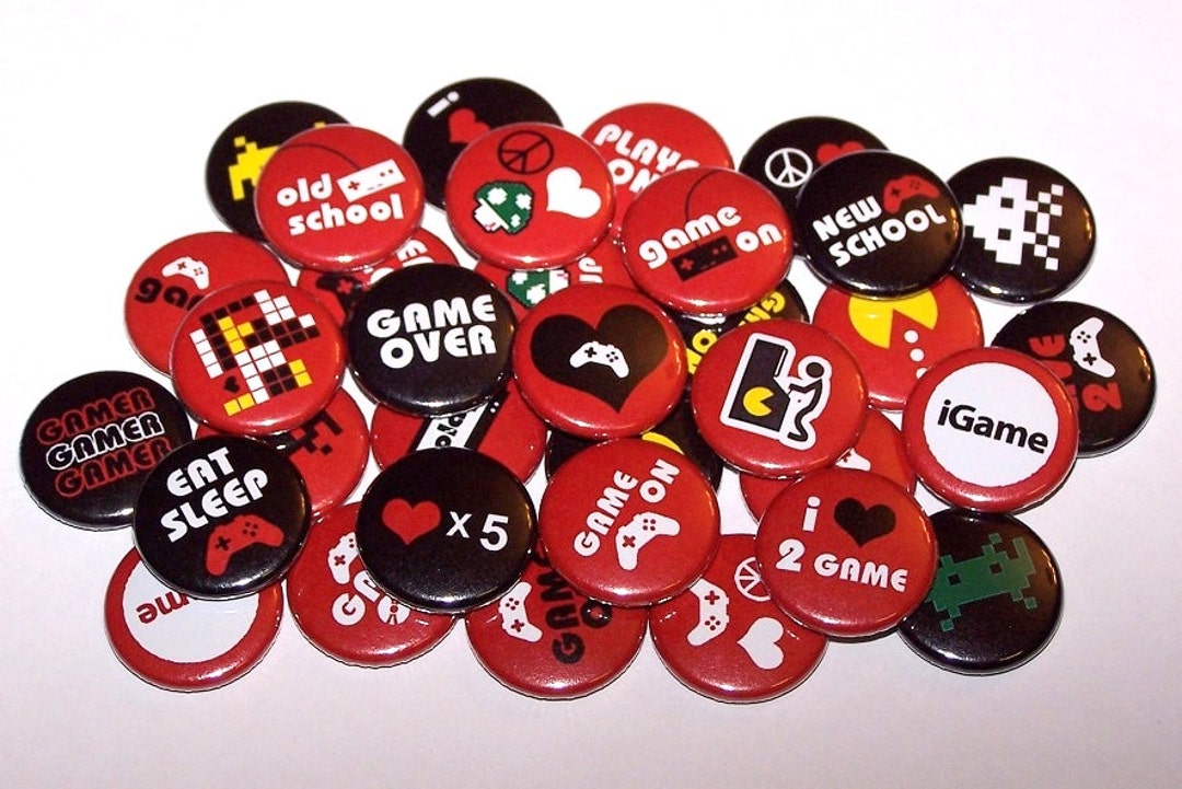 Video Gamer Party Favors Pins (10 Pack), 1" or 1.5" or 2.25" Pin Back ...