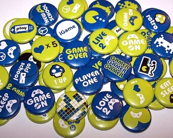 Video Gamer Party Favors Pins 10 Pack 1 or 1.5 | Etsy
