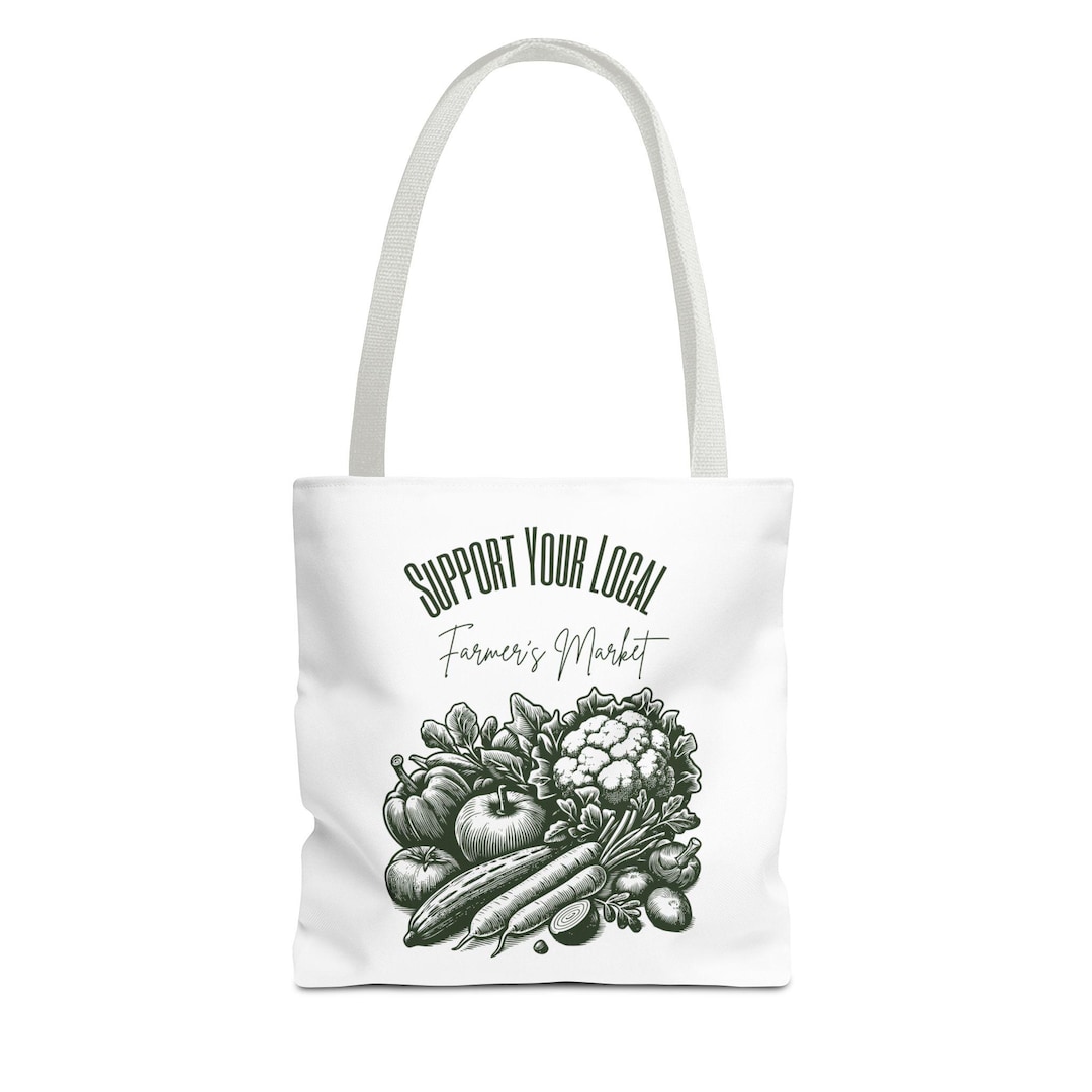 Vegetable Screen Print Tote Bag: Farmer's Market Canvas Grocery Bag - Etsy