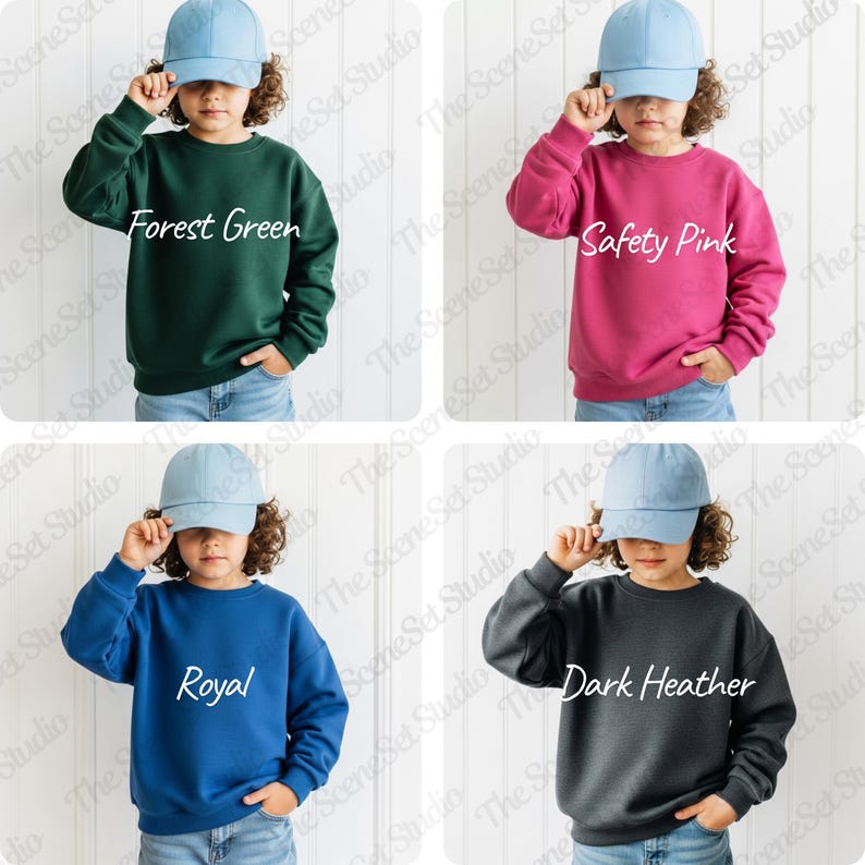 10x Child Gildan 18000B Mockup Boys Sweatshirt Bundle, Kids Sweater ...