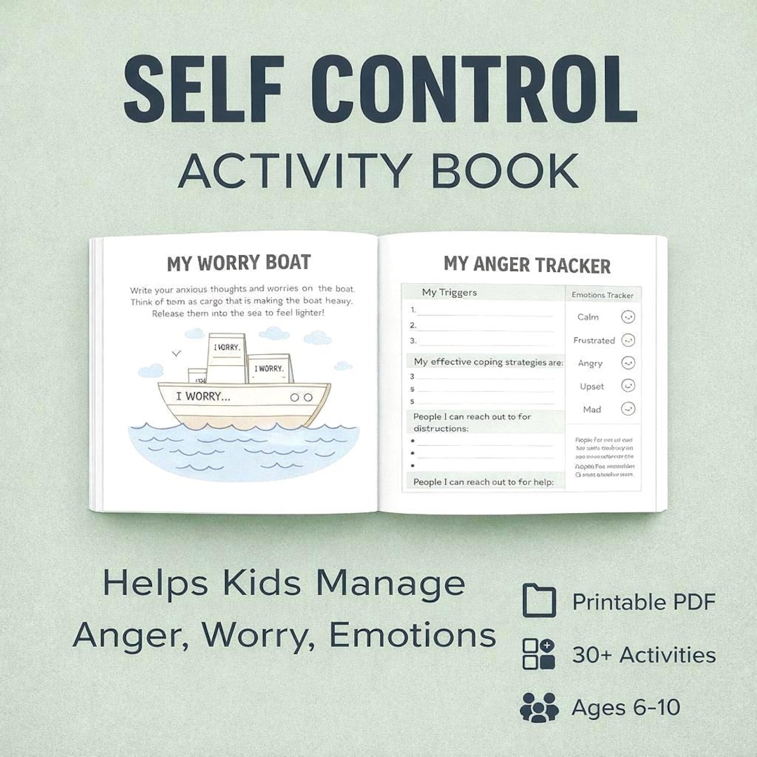 Kids Self Control Activity Book | SEL Emotional Regulation Worksheets ...