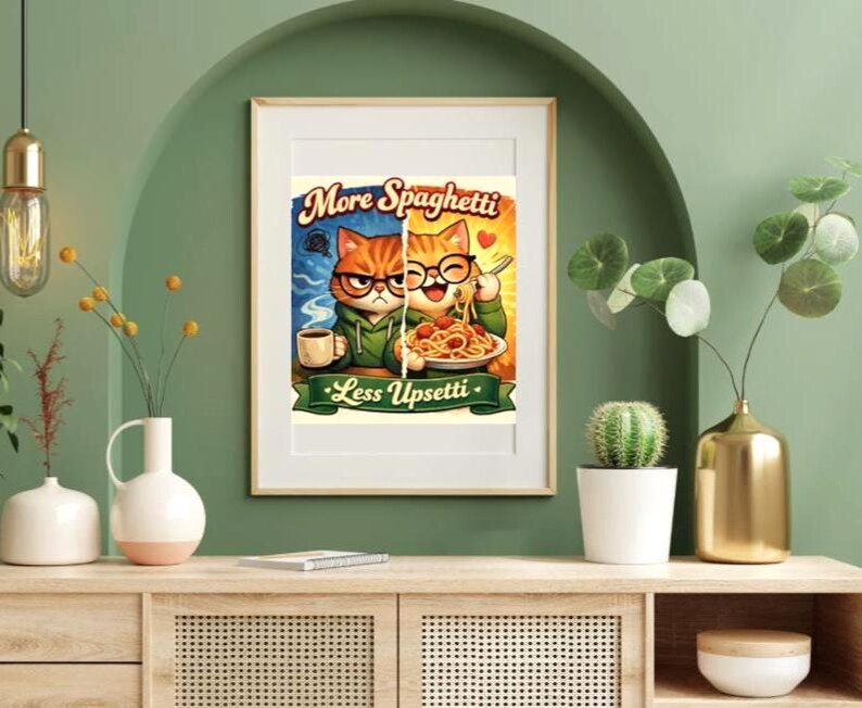 Funny Cat Meme Print | Less Upsetti SVG | Sarcastic Wall Art | Less is ...