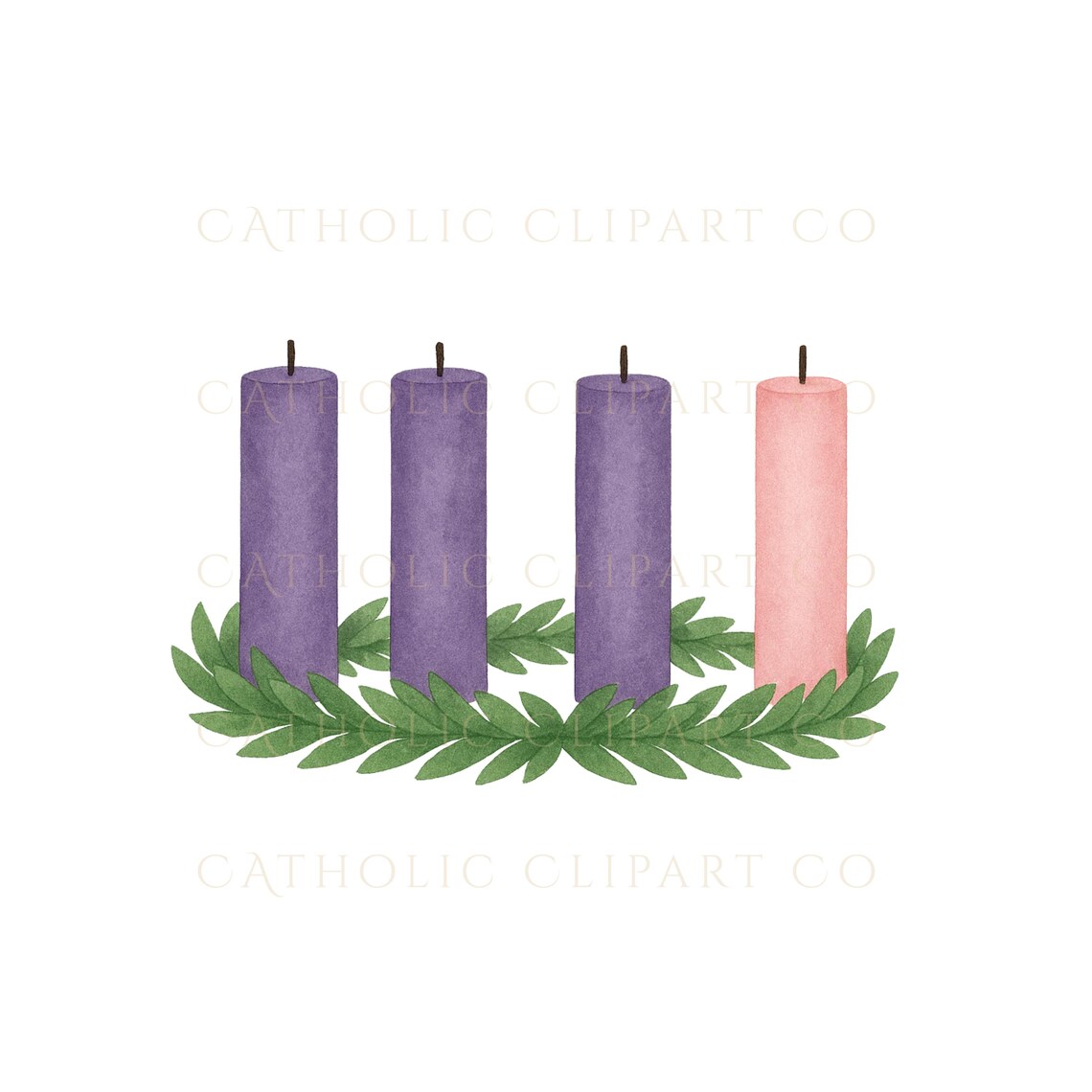 Watercolor Advent Wreath & Candle Clipart Set | Catholic Christmas PNG ...