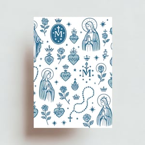 Marian Digital Paper | Catholic Virgin Mary Scrapbook Paper | Ave Maria ...