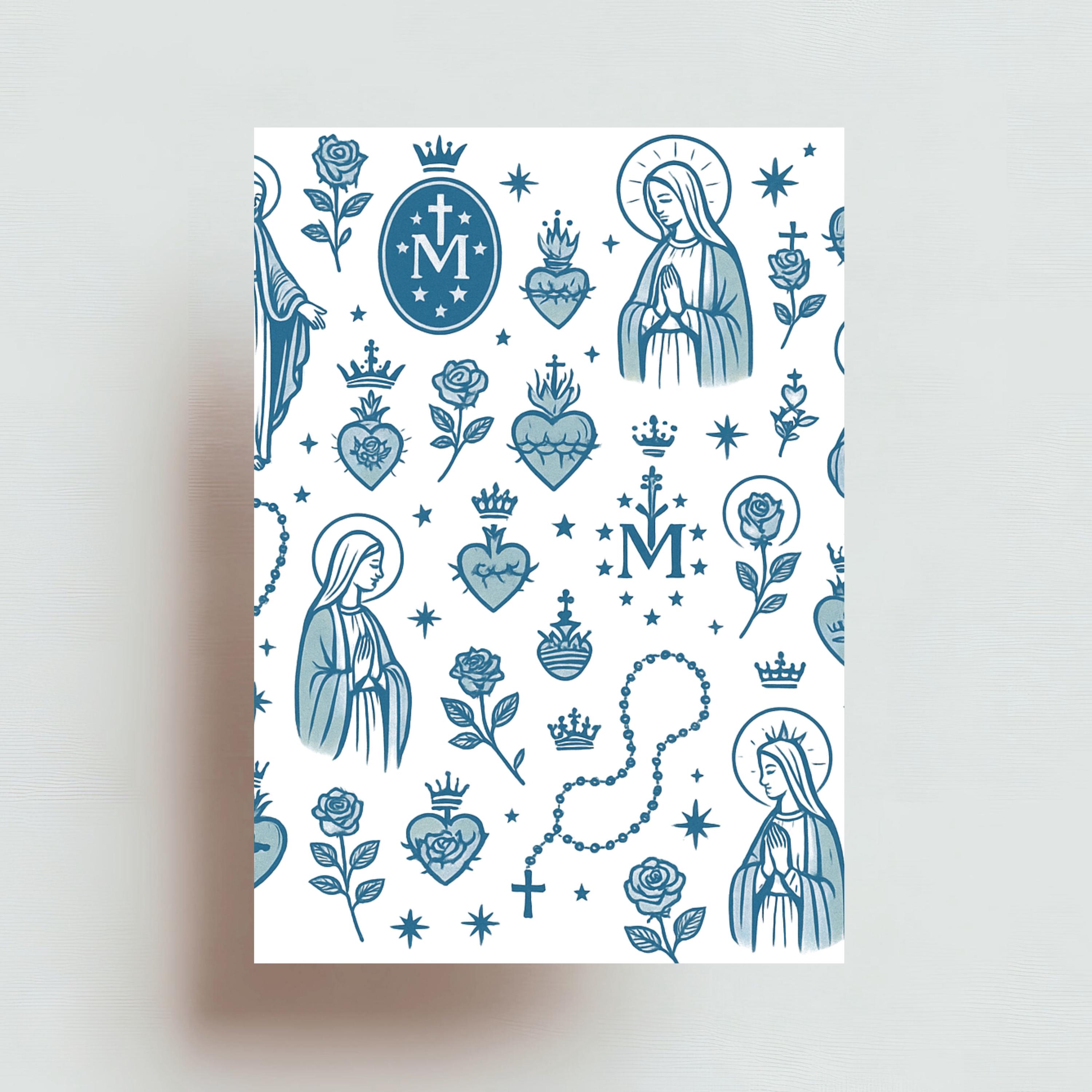 Marian Digital Paper | Catholic Virgin Mary Scrapbook Paper | Ave Maria ...
