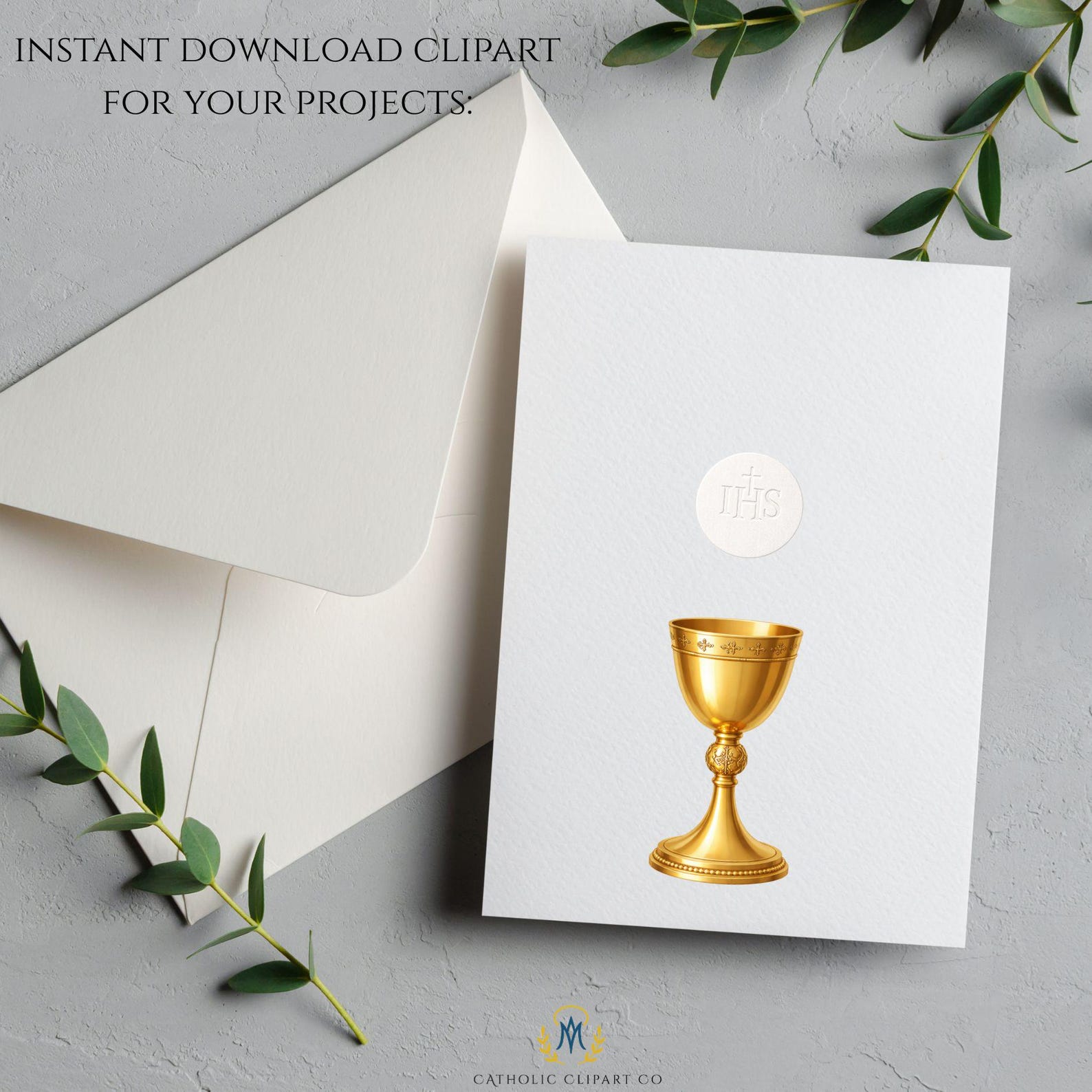 First Holy Communion Clipart, Catholic Host & Chalice IHS Symbols ...
