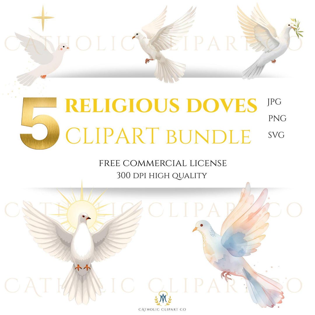 Religious Dove Clipart Bundle | Holy Spirit SVG PNG | Christian Baptism ...