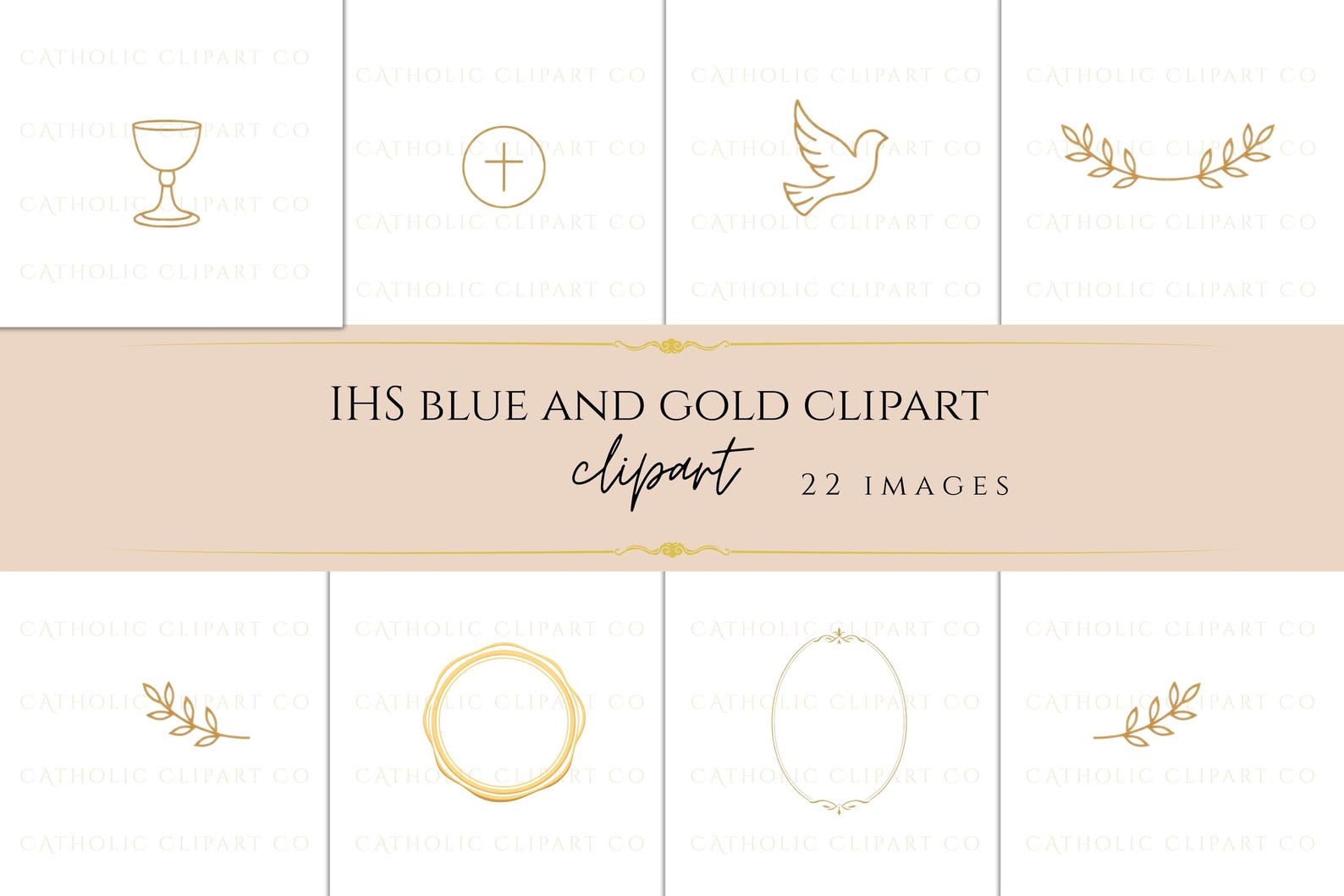 IHS Design Elements Clipart | Catholic IHS Symbol, Gold & Blue ...