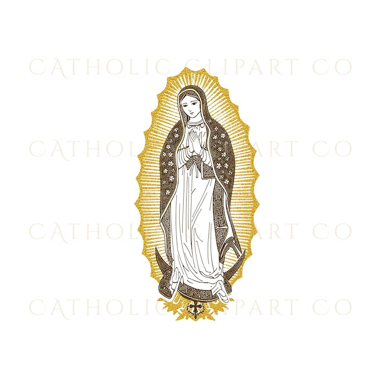 Golden Marian Clipart Bundle | Virgen De Guadalupe Virgin Mary PNG SVG ...