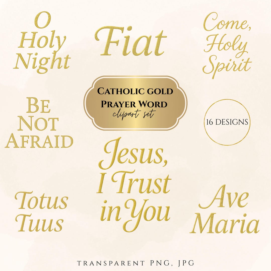 Catholic Gold Prayer Word Clipart | Jesus I Trust in You, Fiat, Ave ...