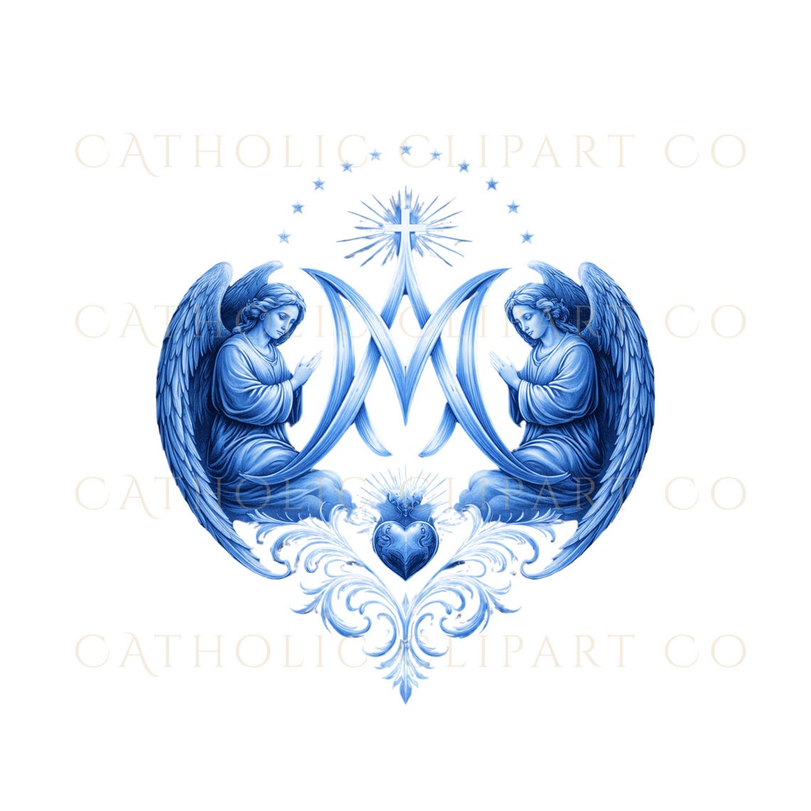 Auspice of Mary Clipart, Marian Monogram Clipart, Catholic Marian ...