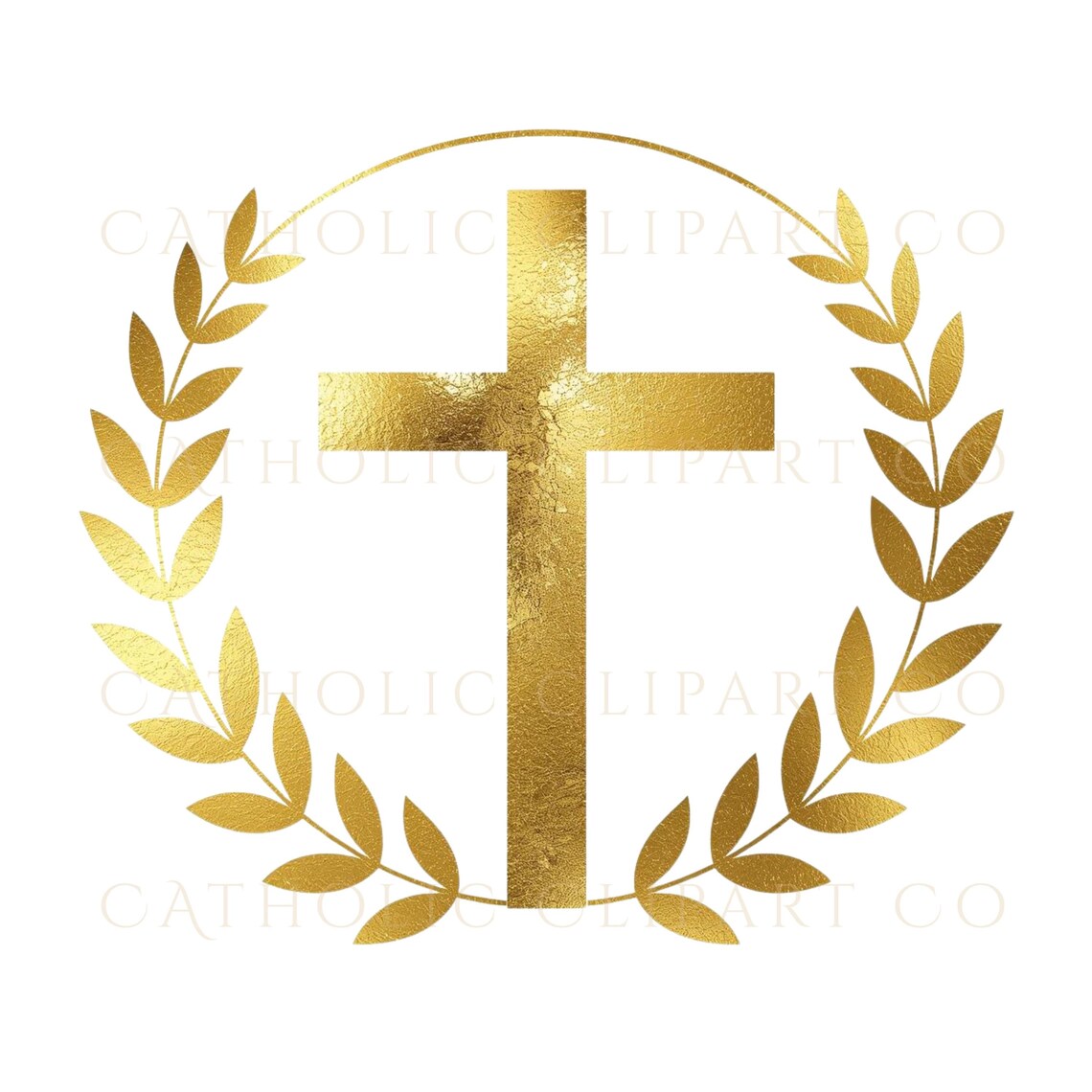 Gold Cross Clipart PNG | Catholic & Christian Olive Branch Crosses ...