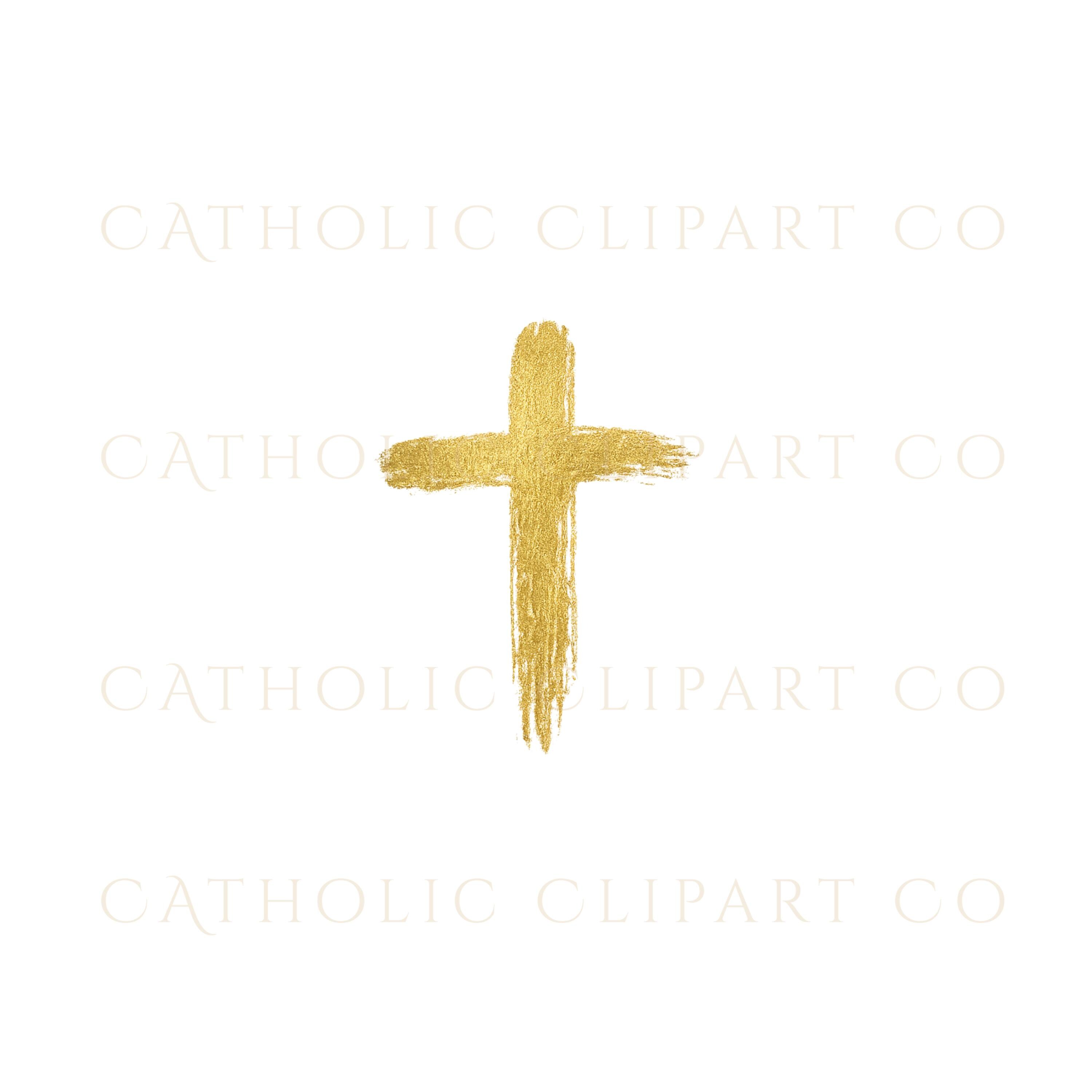 Lent Clipart Pack | Gold Catholic Lent Symbols | Ash Cross, Palm Branch ...