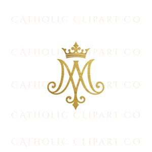 Auspice of Mary Clipart Pack, Gold Marian Monogram PNG, Catholic Symbol ...
