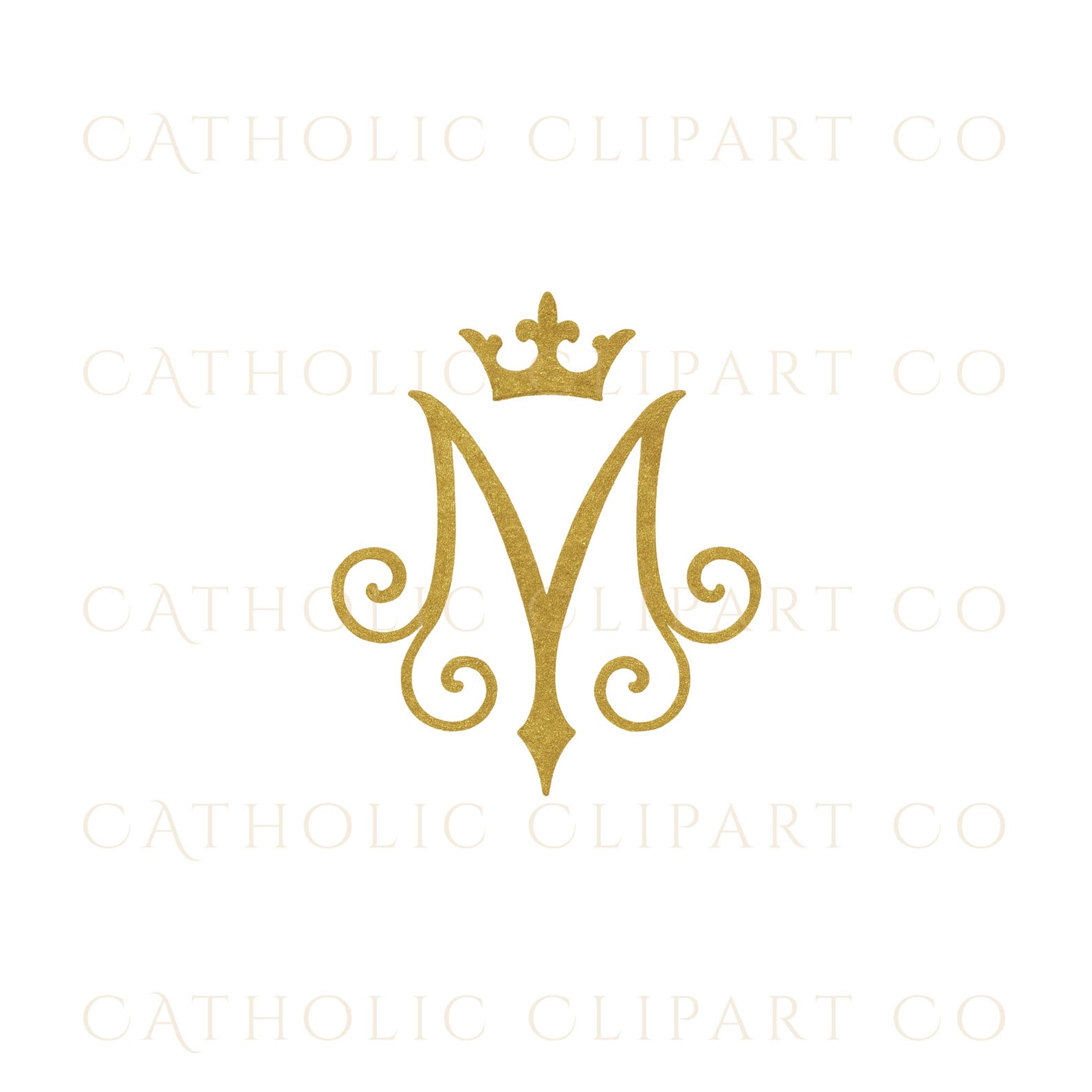 Auspice of Mary Clipart Pack, Gold Marian Monogram PNG SVG, Catholic ...