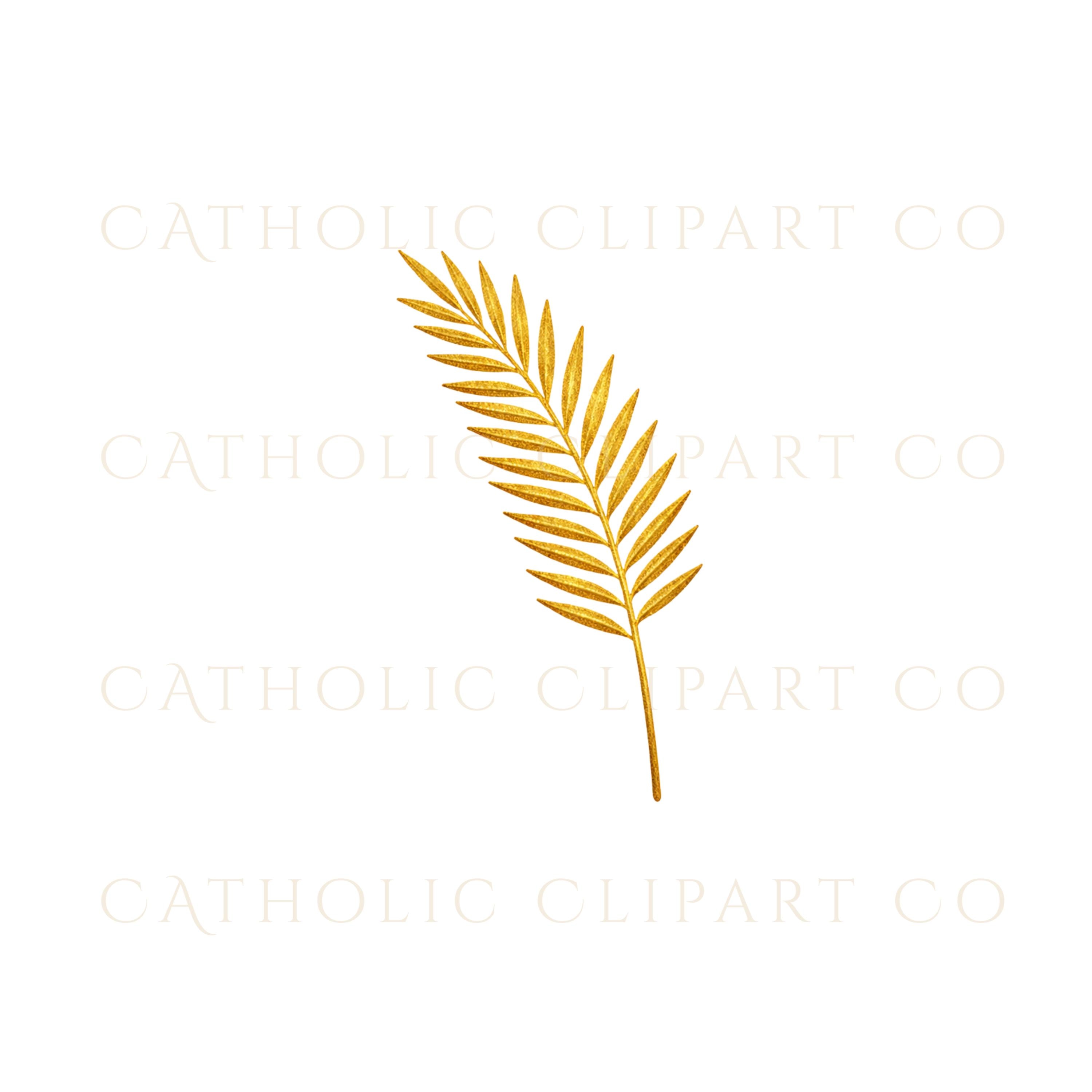 Lent Clipart Pack | Gold Catholic Lent Symbols | Ash Cross, Palm Branch ...