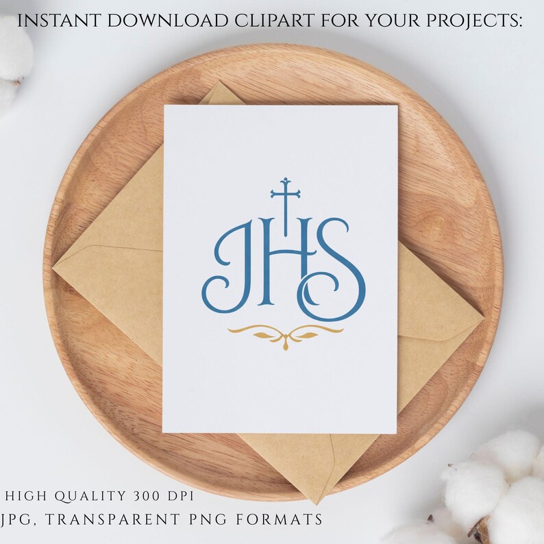IHS Design Elements Clipart | Catholic IHS Symbol, Gold & Blue ...