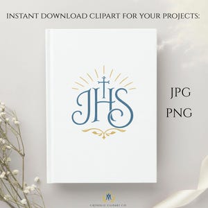IHS Design Elements Clipart | Catholic IHS Symbol, Gold & Blue ...