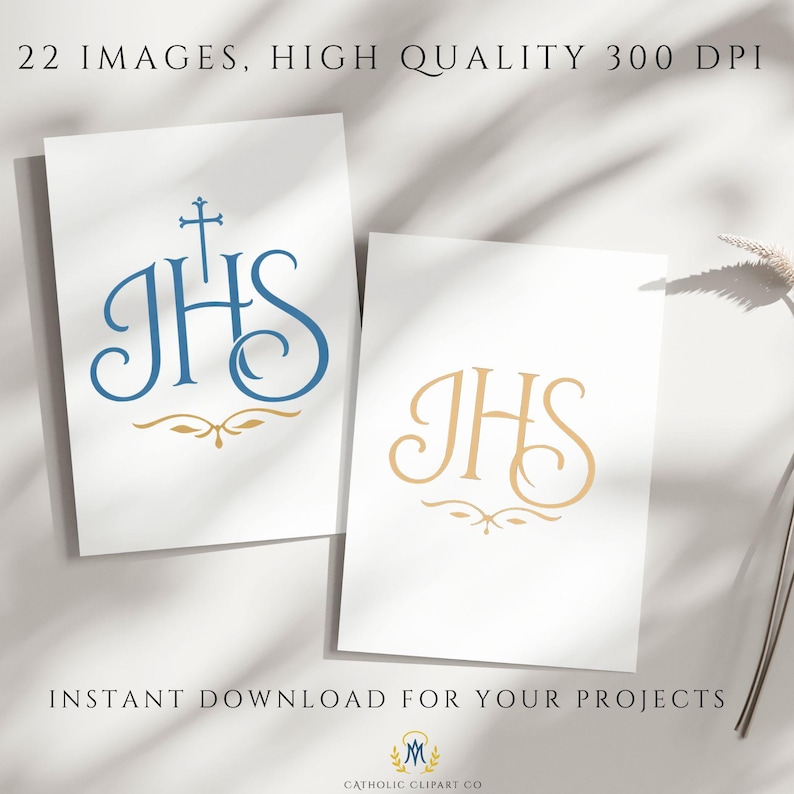 IHS Design Elements Clipart | Catholic IHS Symbol, Gold & Blue ...