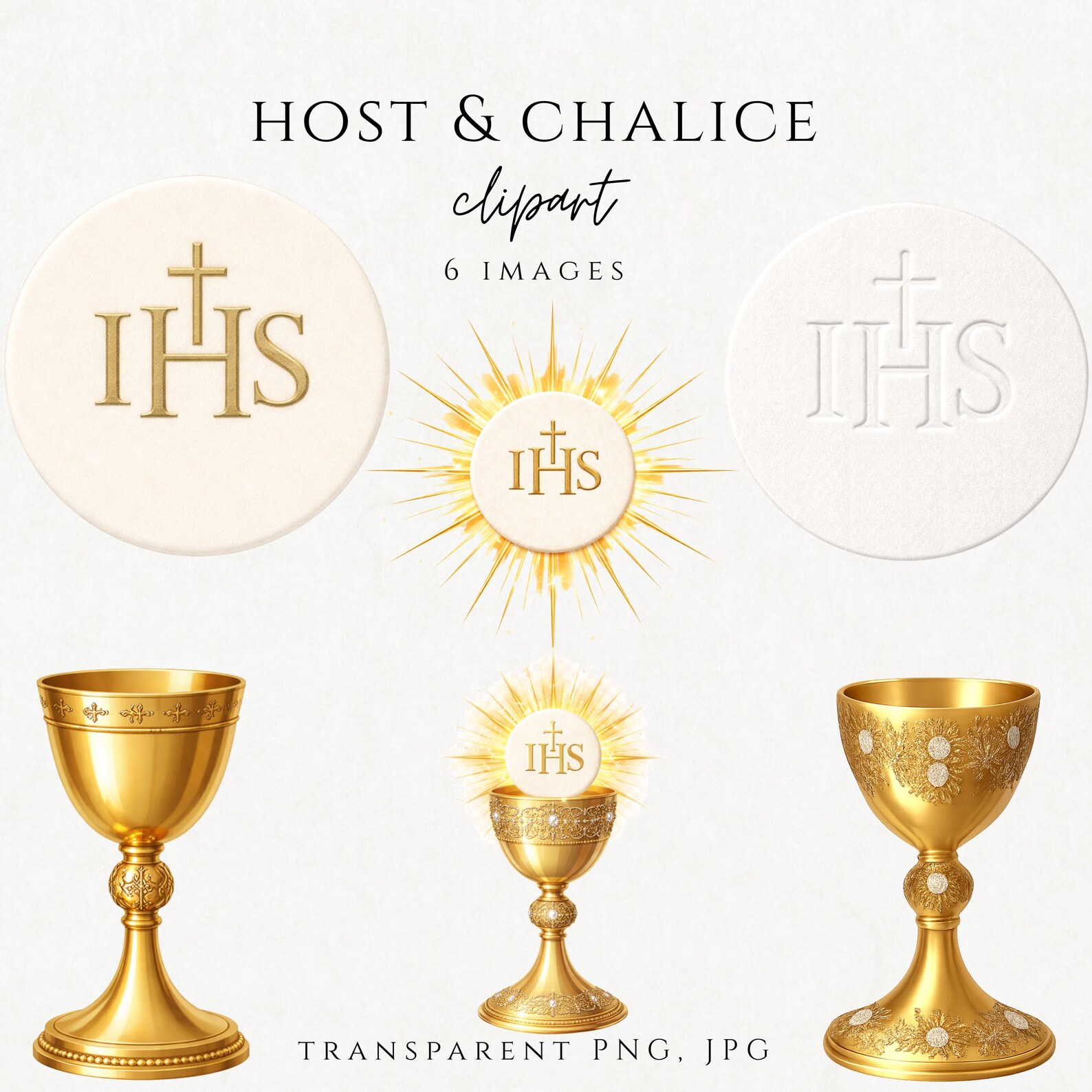 First Holy Communion Clipart, Catholic Host & Chalice IHS Symbols ...