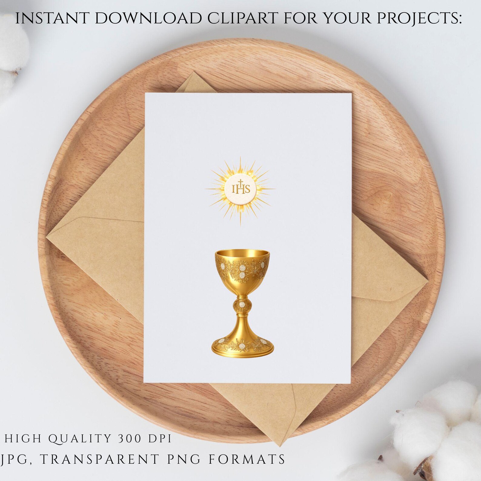 First Holy Communion Clipart, Catholic Host & Chalice IHS Symbols ...