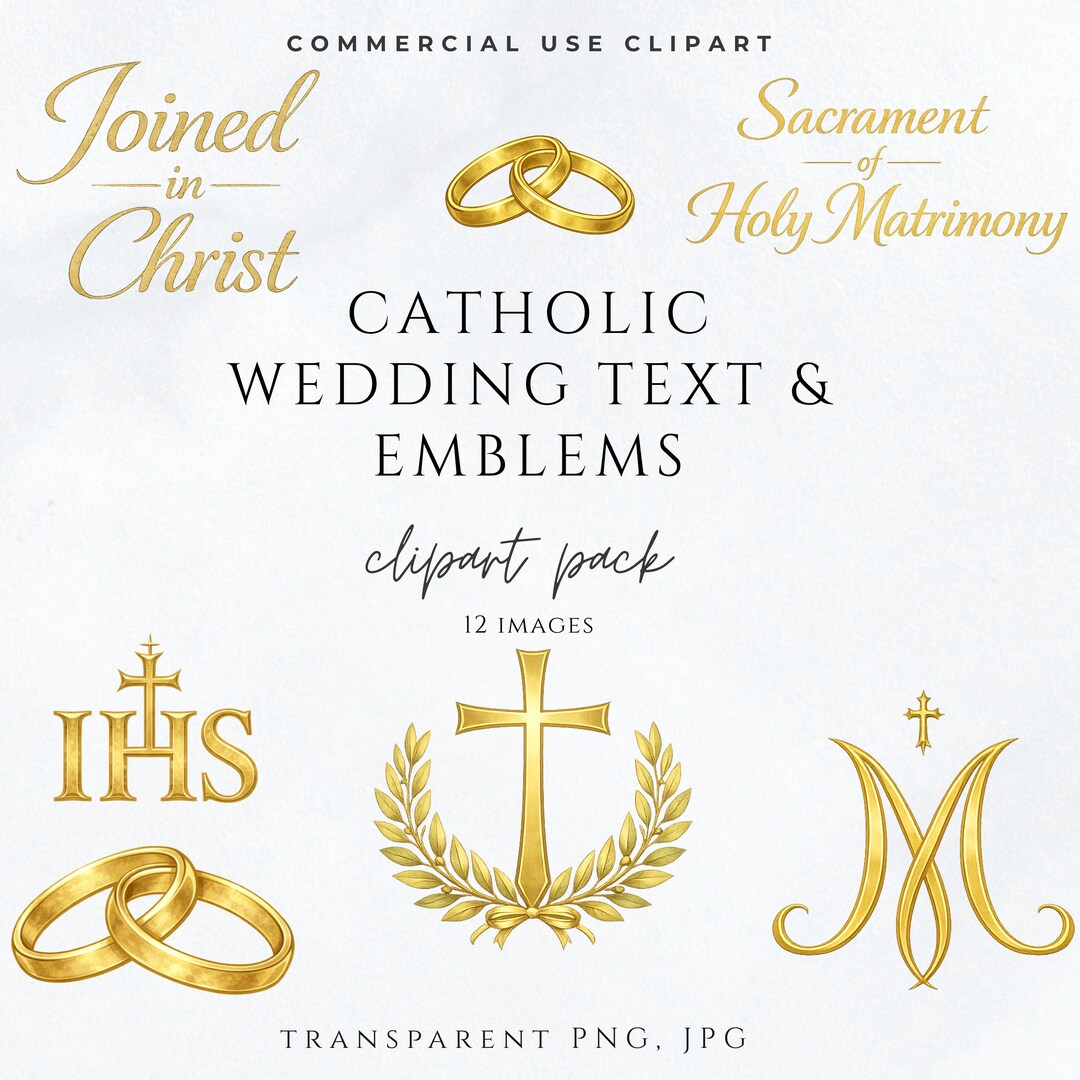 Catholic Wedding Clipart | Holy Matrimony Text & Emblems | Joined in ...