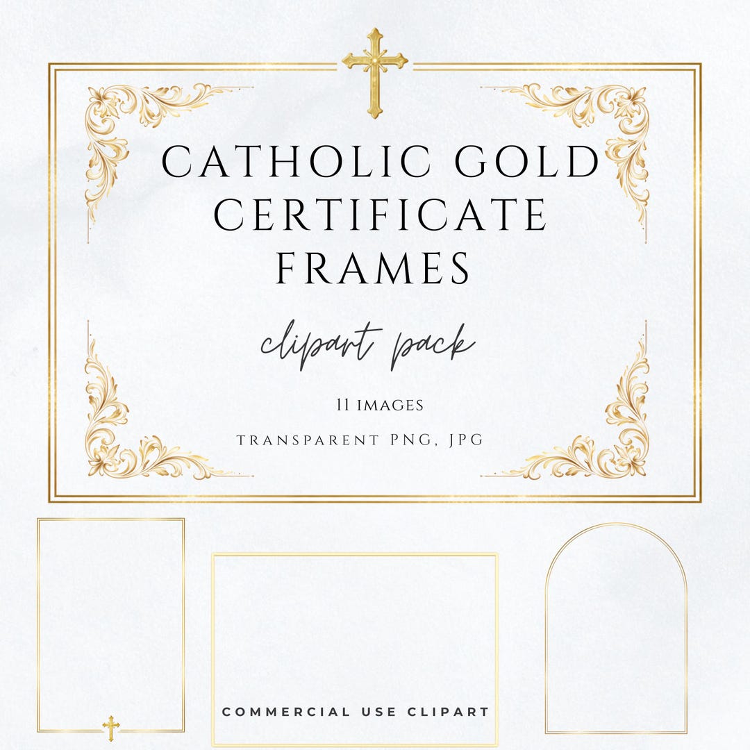 Catholic Certificate Frames Clipart | Gold Foil Sacramental Frame ...