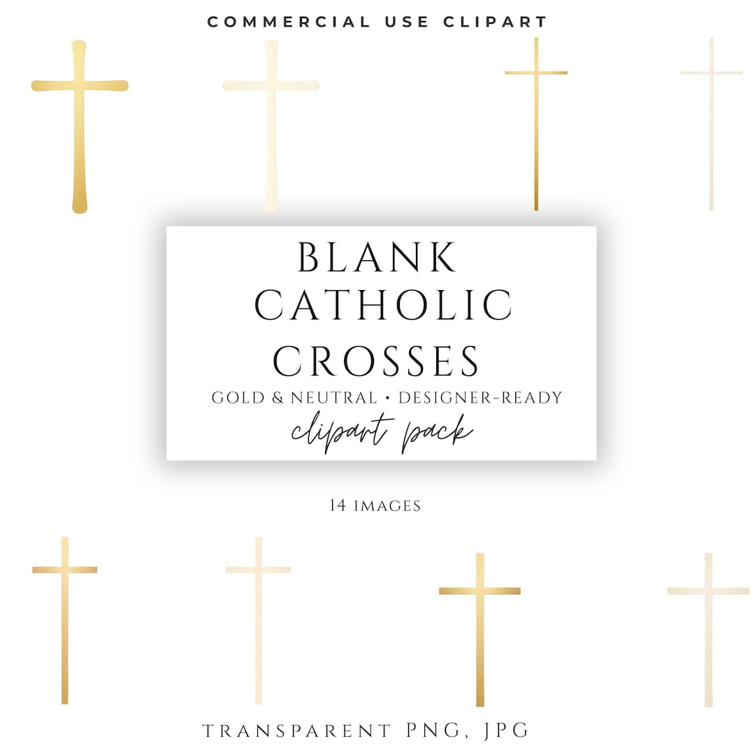 Blank Catholic Cross Clipart | Minimal Gold & Neutral Cross PNG ...