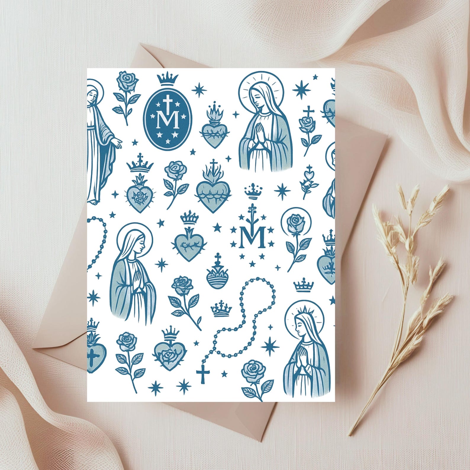 Marian Digital Paper | Catholic Virgin Mary Scrapbook Paper | Ave Maria ...