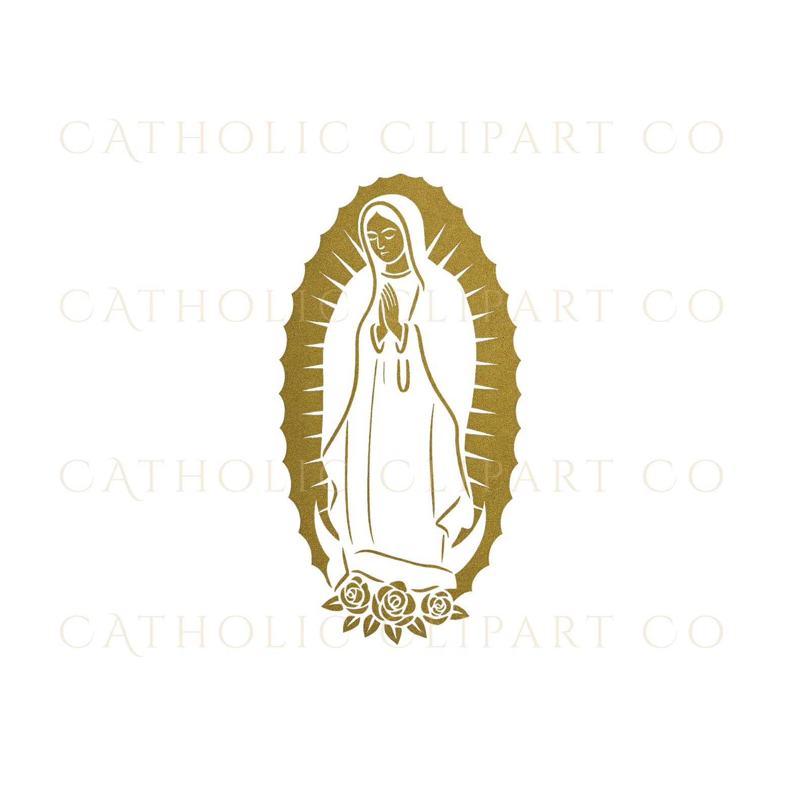Golden Marian Clipart Bundle | Virgen De Guadalupe Virgin Mary PNG SVG ...