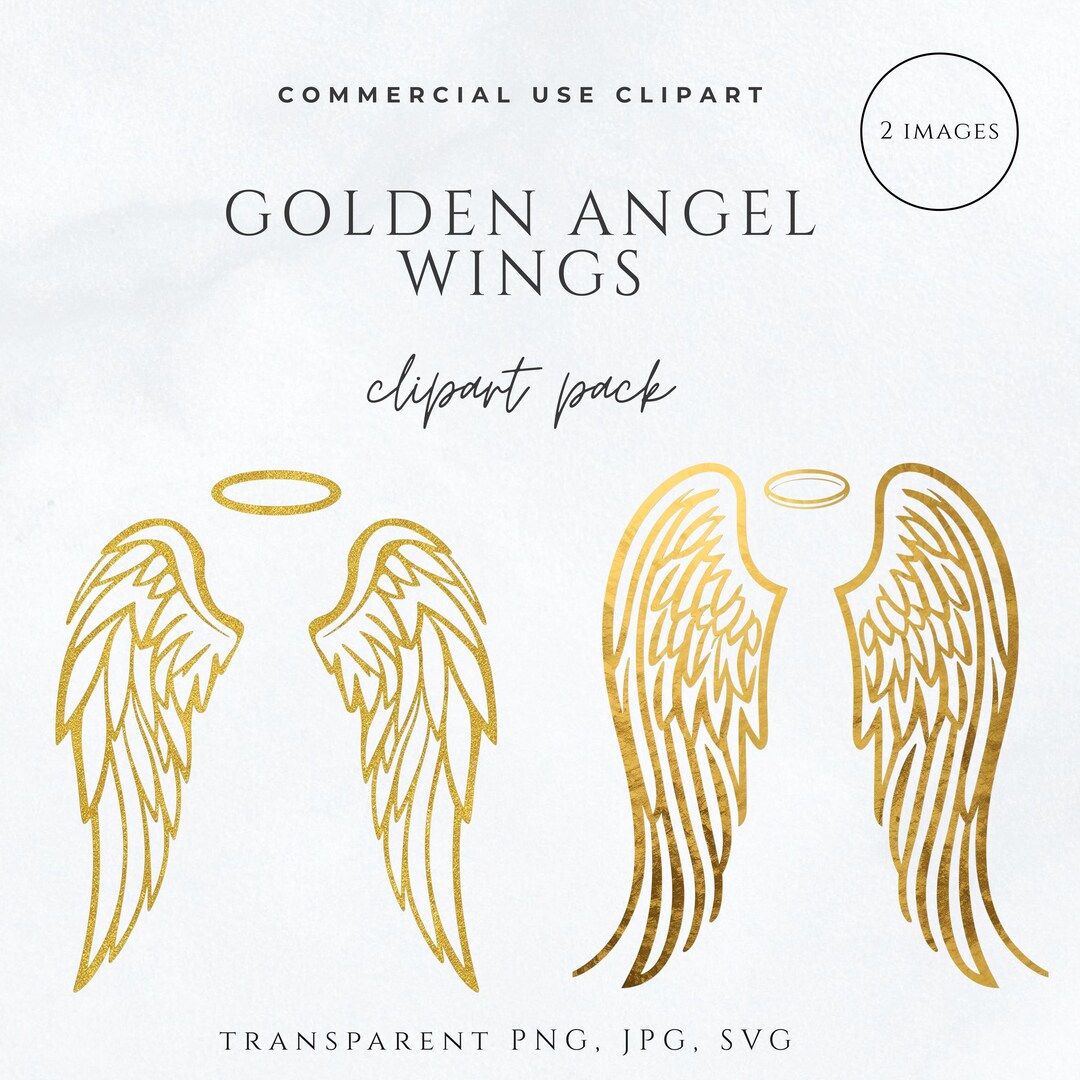 Angel Wings Clipart Gold | Golden Angel PNG Set | Guardian Angel Wings ...