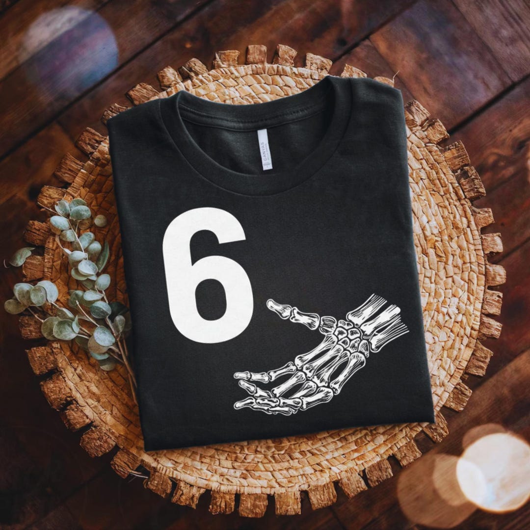 6 Skeleton Hand Number PNG, Spooky Bone Hand Six PNG, Vintage Engraved ...