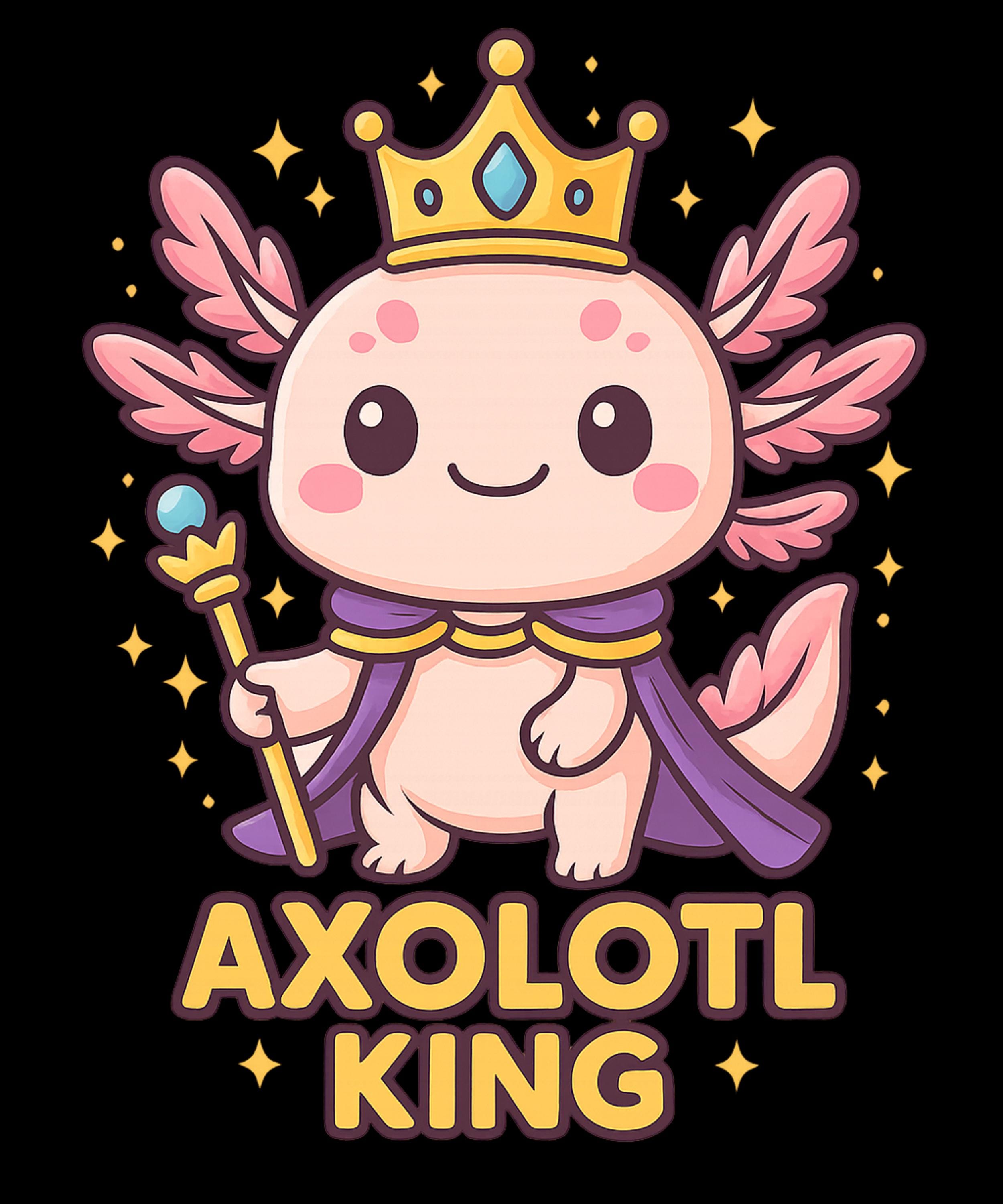Axolotl King PNG Bundle | Kawaii Crowned Axolotl Mascot Clipart | Cute ...