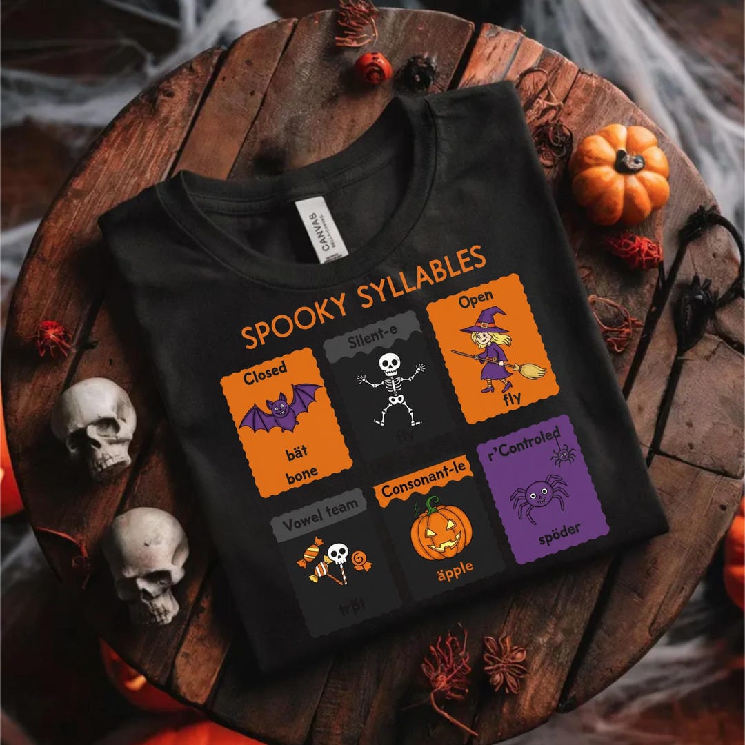 Spooky Syllables Halloween Teacher SVG | Phonics Reading Chart PNG ...