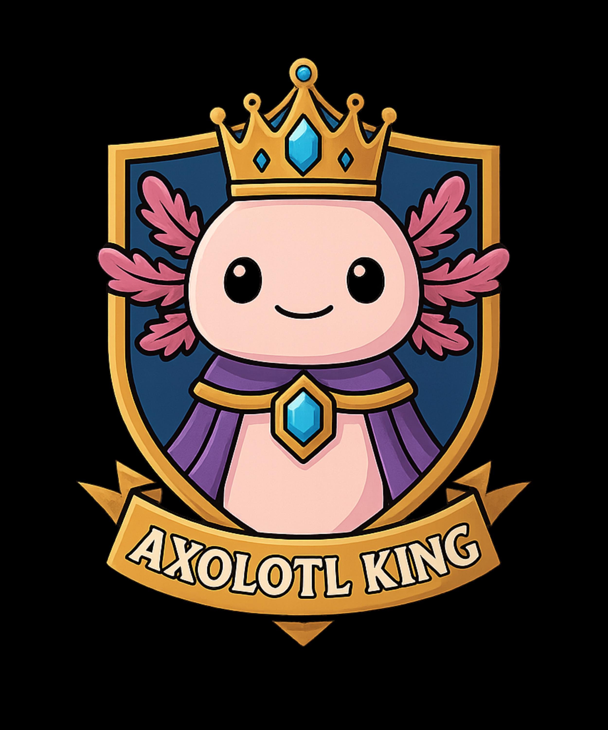 Axolotl King PNG Bundle | Kawaii Crowned Axolotl Mascot Clipart | Cute ...