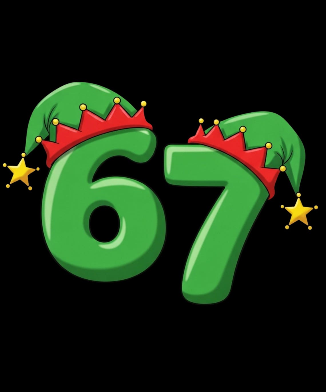67 Elf Hats Christmas PNG, Green Number 67 Holiday PNG, Cute Santa ...