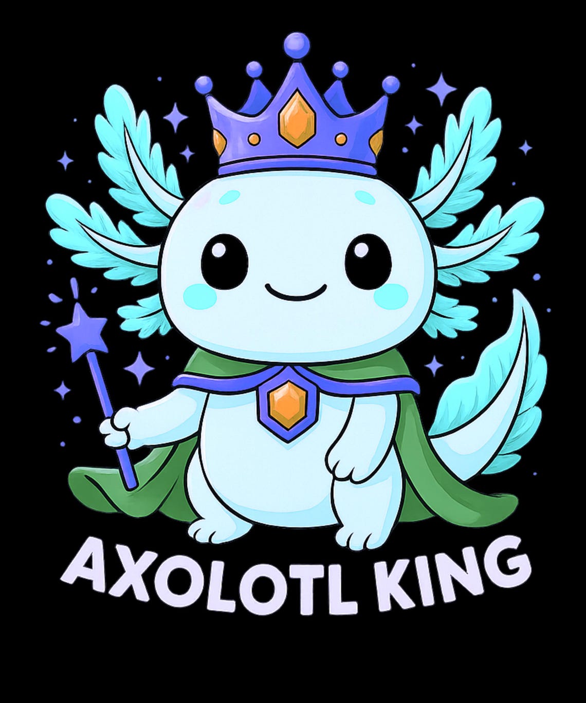Axolotl King PNG Bundle | Kawaii Crowned Axolotl Mascot Clipart | Cute ...