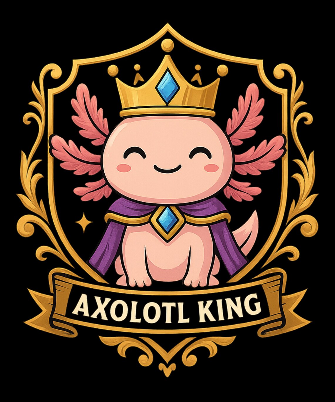 Axolotl King PNG Bundle | Kawaii Crowned Axolotl Mascot Clipart | Cute ...
