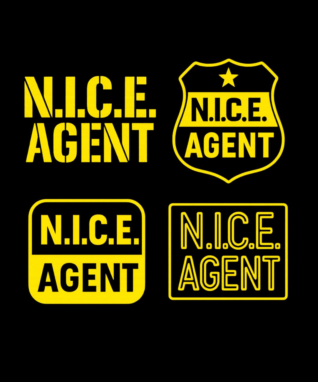 N.I.C.E. Agent Badge PNG Set | Yellow Stencil Box Logo Clipart PNG ...