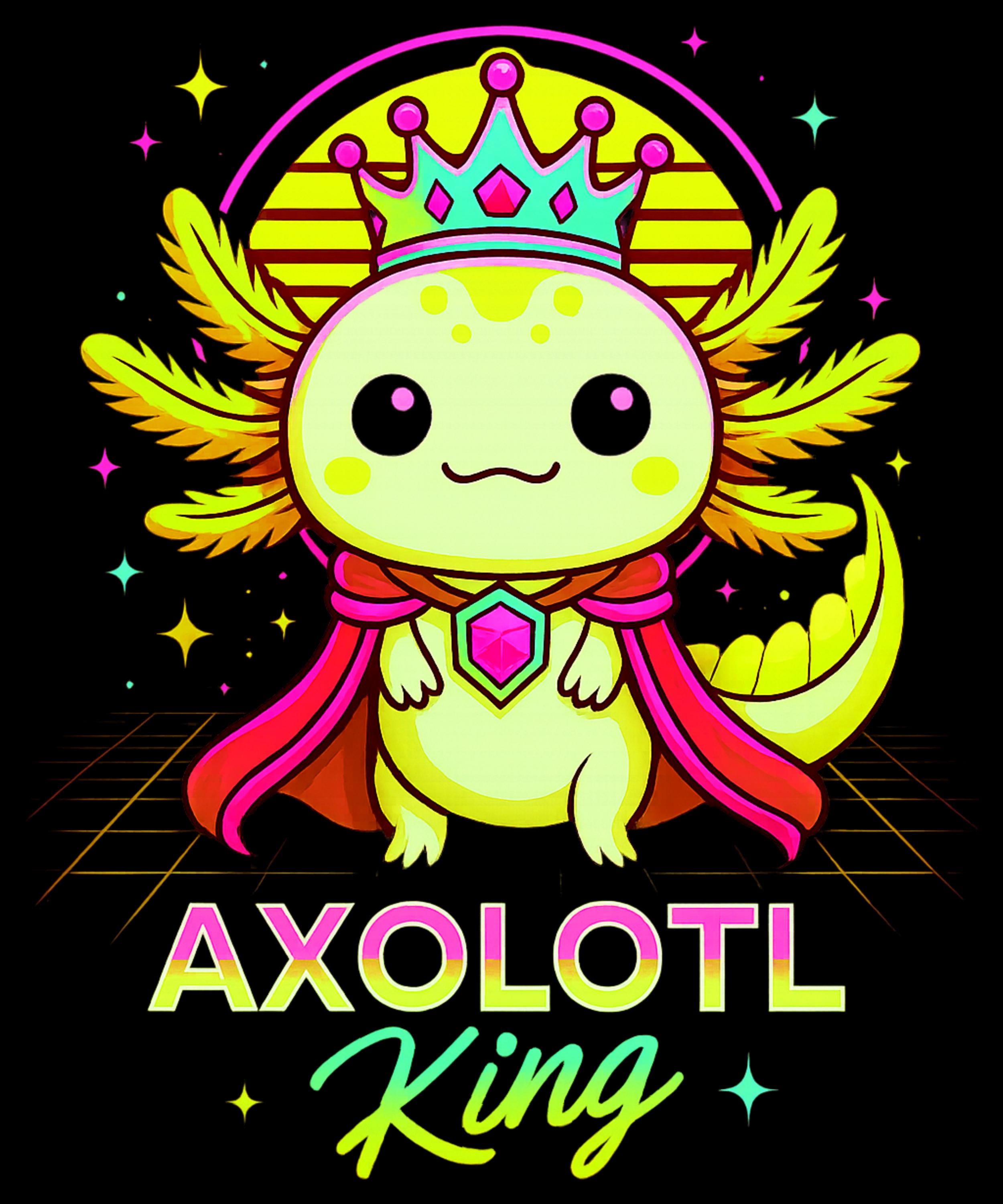 Axolotl King PNG Bundle | Kawaii Crowned Axolotl Mascot Clipart | Cute ...